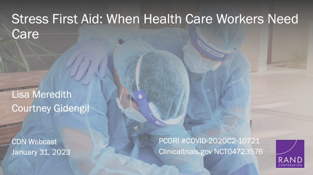 Stress First Aid: When Healthcare Workers Need Care | Clinical ...